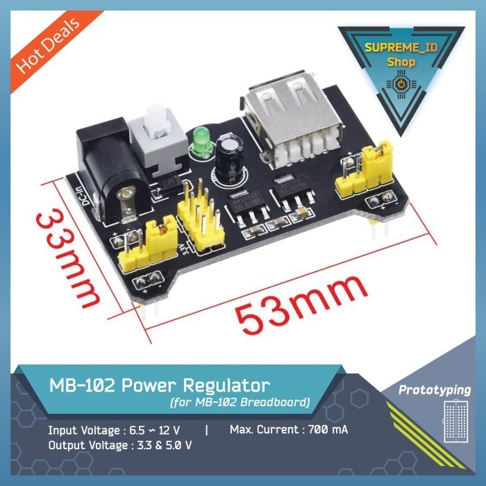Mb-102 Breadboard Power Supply Regulator Module | 3.3v 5V | Arduino Raspberry | Shopee Singapore