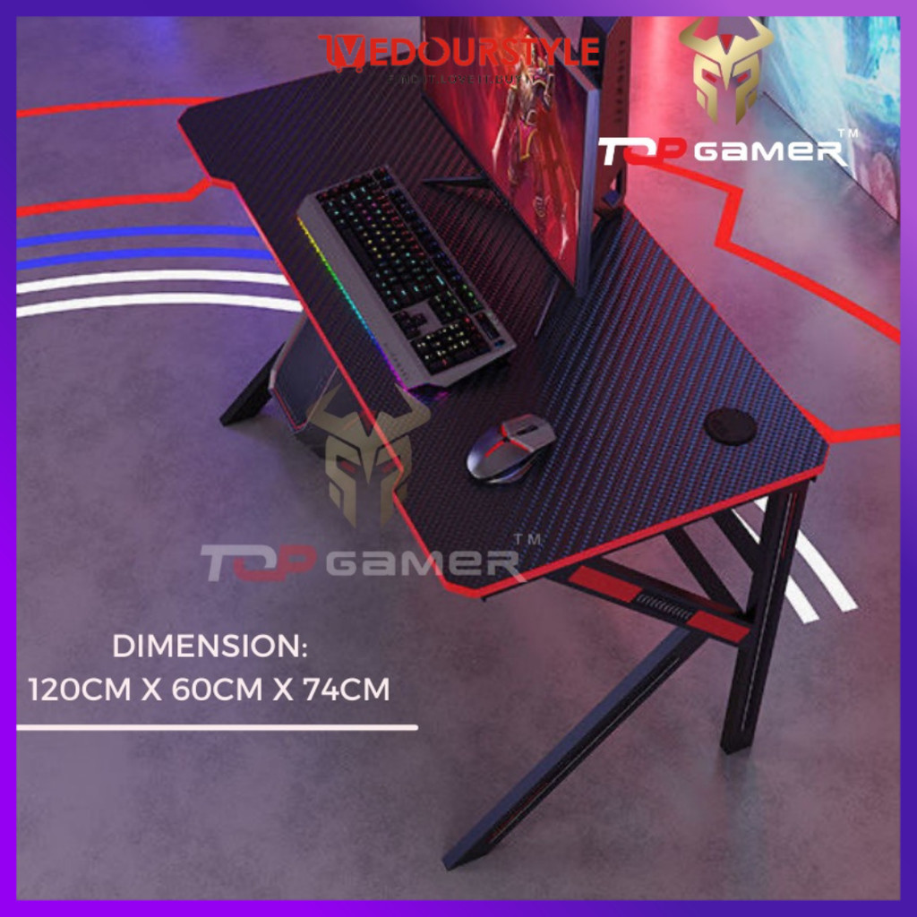 TOP GAMER Carbon Gaming Table Desk /Office Table/Game Table/Study Table ...