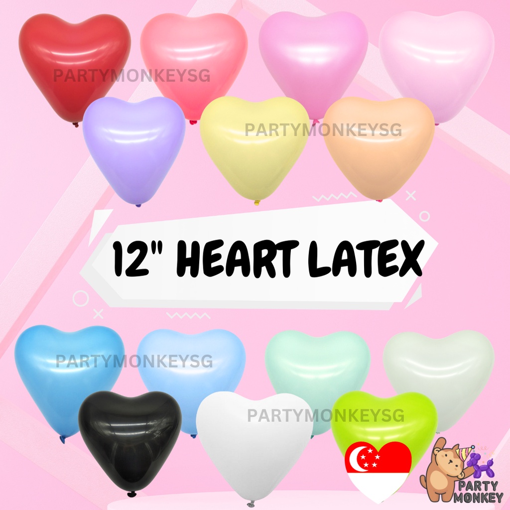 [SG Seller] 12 Inch Heart Shape Latex Balloon | Shopee Singapore