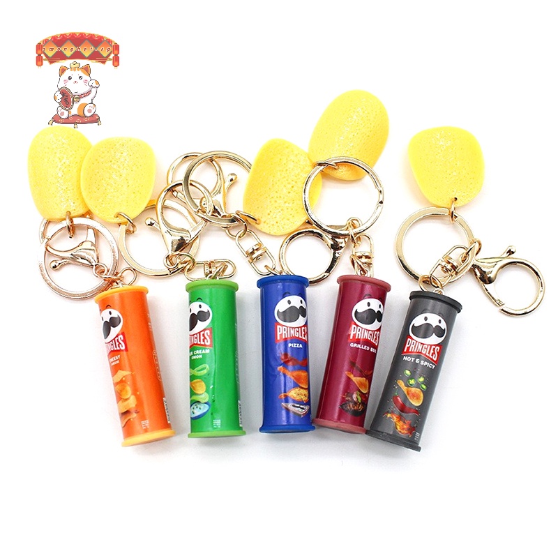 Amonghot> Imitation Pringles Potato Chip Key Chain Bucket Snack Pizza ...