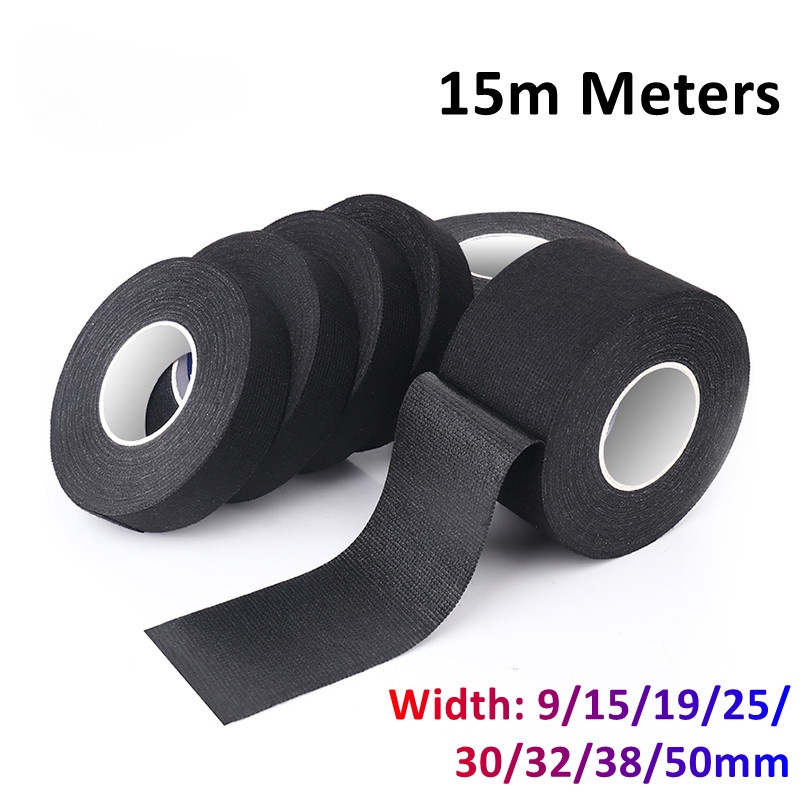 15M Fabric Cloth Tape Automotive Wiring Harness Black Flannel Car Anti ...