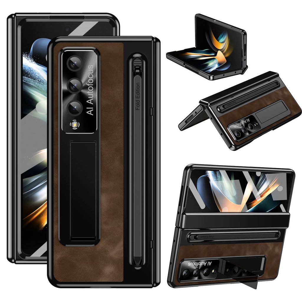 Leather Bracket Pen Slot With Stylus Case For Samsung Galaxy Z Fold 7 6 ...