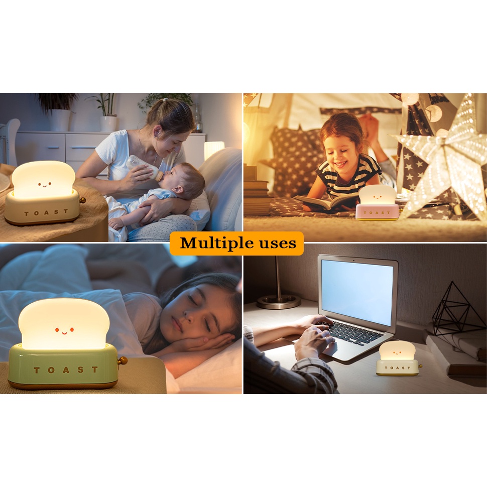 Toaster Night Light for Kids Cute Toast Lamp Nightlight Dimmable USB ...