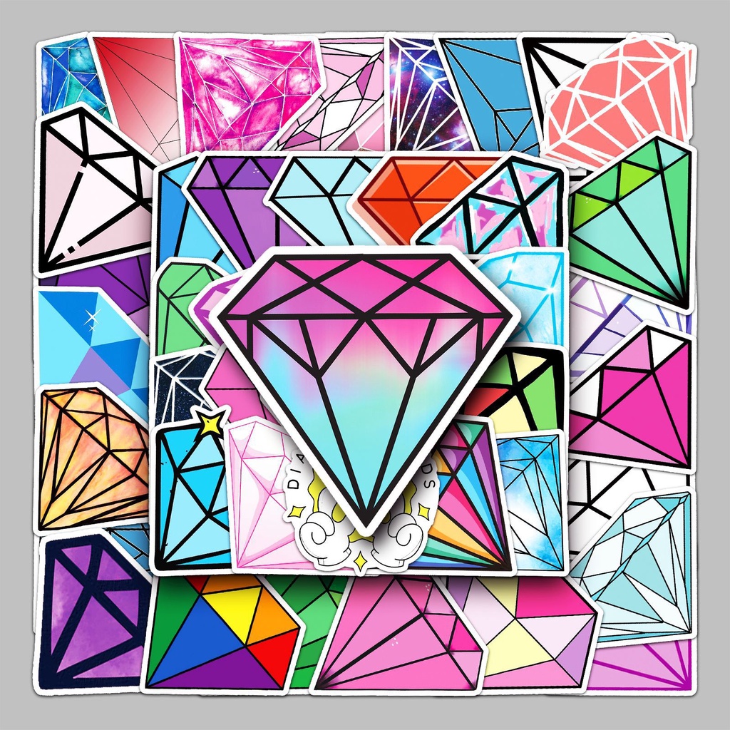 50 Sheets Diamond Cool Cartoon Luggage Stickers Waterproof Graffiti ...