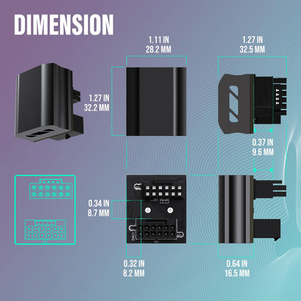 ATX3.0 Graphics Card 16Pin Female 180 Degree Angled to 16 Pin Male ...