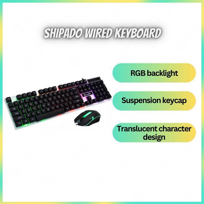 SHIPADOO D280 Wired RGB Backlight Mechanical Feel Suspension Keyboard ...