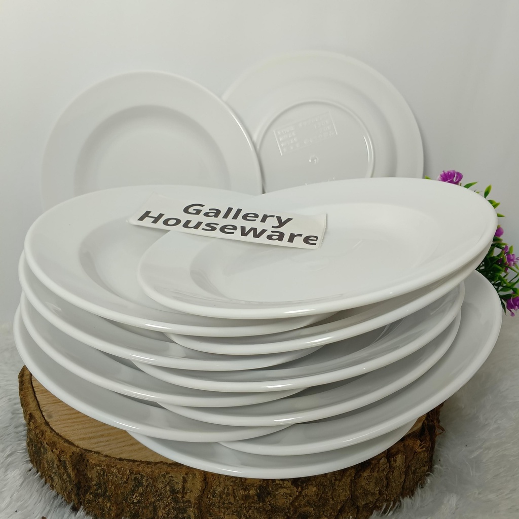 PUTIH 12pcs Round Plate Dinner ware P09 Plain White melamine stone ...