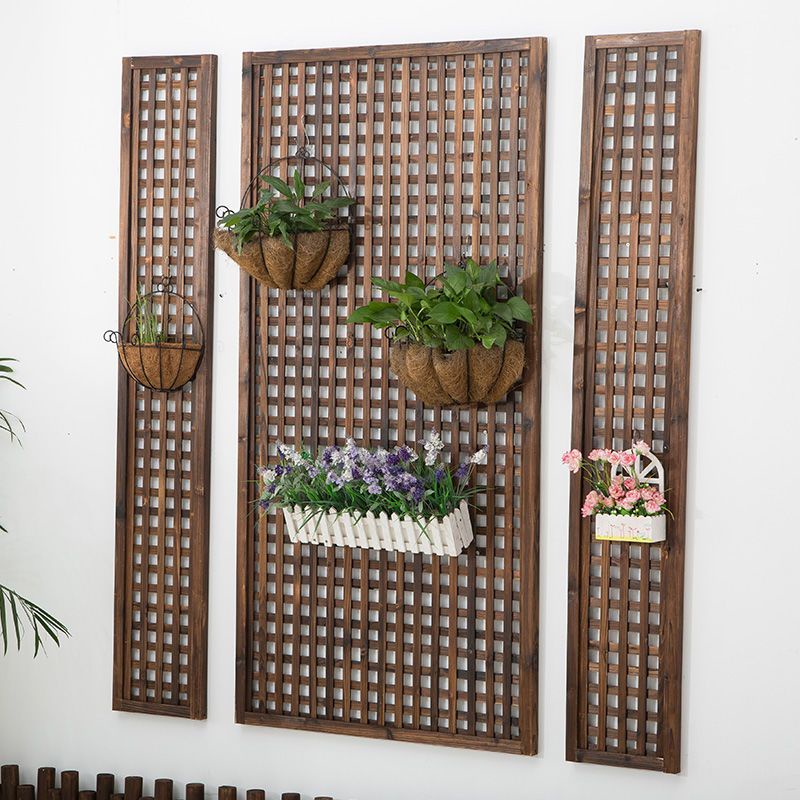 Straight Grid Wall-Mounted Flower Rack Wall-Mounted Fence Carbonized ...