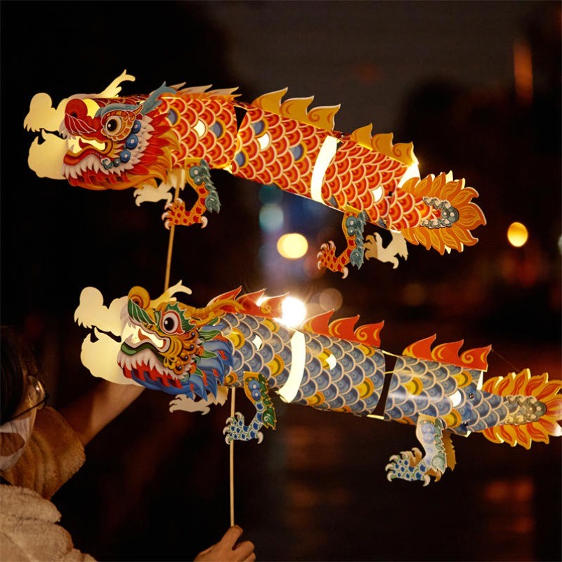 2024 New Year Lantern Festival Dragon Dance Flying Dragon Glowing ...