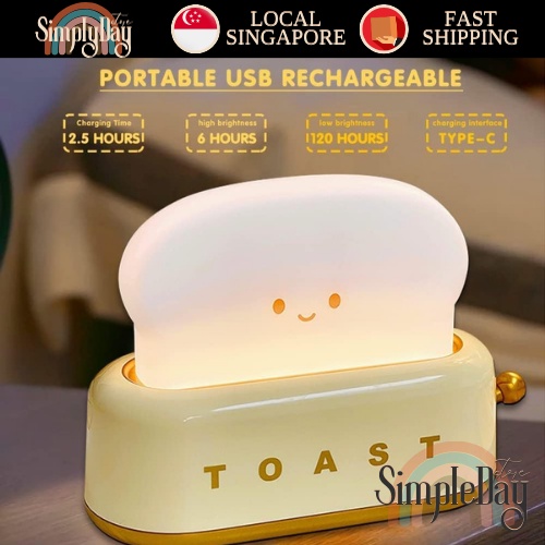 Toaster Night Light for Kids Cute Toast Lamp Nightlight Dimmable USB ...