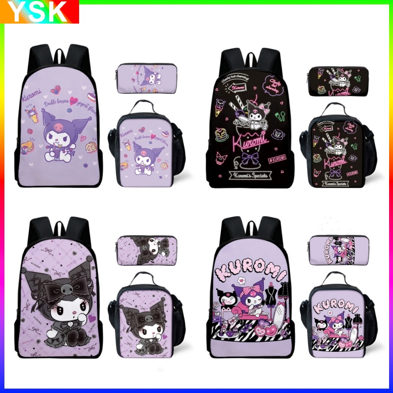 3PC-Set Sanrio Kuromi Backpack Sanrio Backpack Pencil Bag Student ...