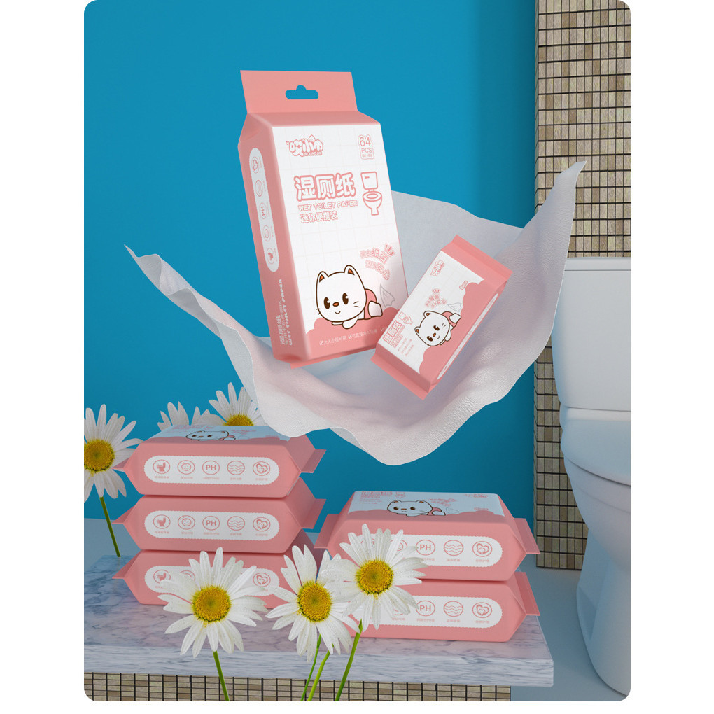 【SG Ready Stock】64 Sheets Flushable Wet Wipes Portable Toilet Paper ...