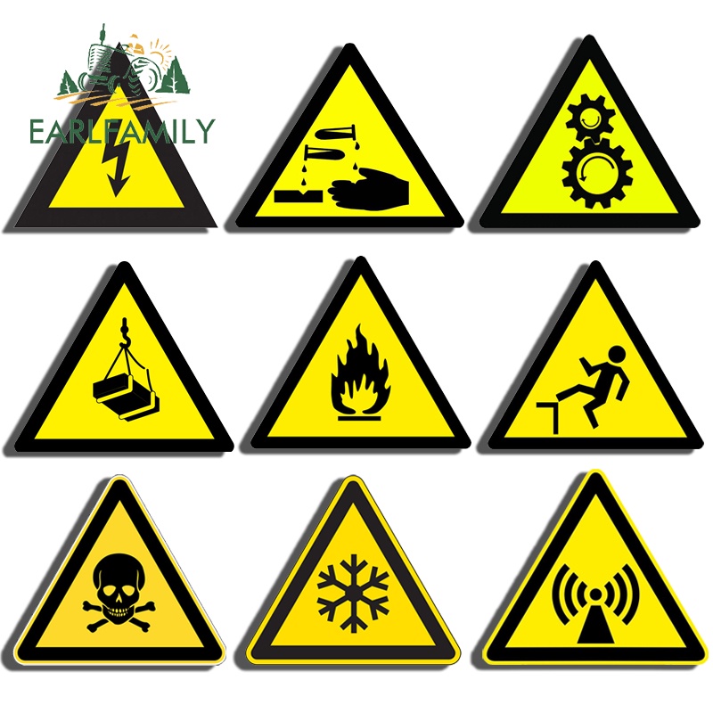 EARLFAMILY 13cm for Safety Set Hazard Symbols Warning Sign Car Sticker ...