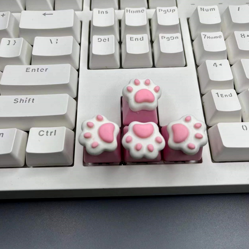 4pcs/set Cute Pink Cat Paw Cartoon 3D OEM R4 Cross-axis Gaming Resin ...