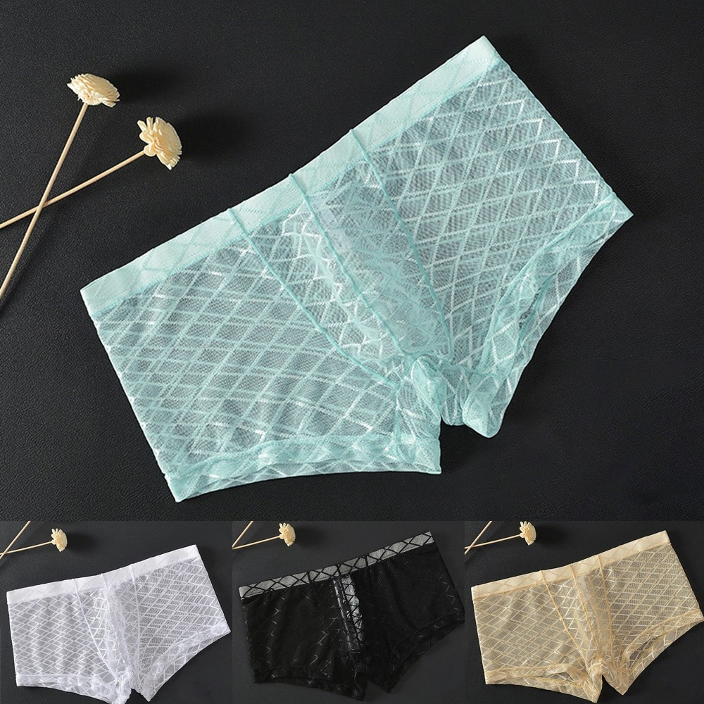 [DEAL] Mens Sexy Mesh Boxer Briefs Thin Transparent Underwear Shorts ...