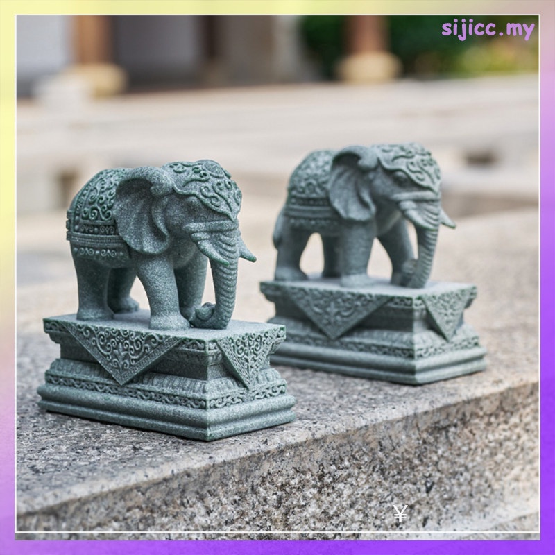 2 Pcs Elephant Statues Brings Good Luck Figure For Home Cute Figurines ...