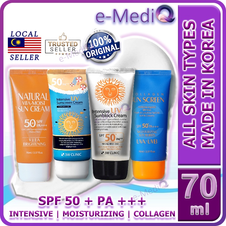 3W CLINIC Sunscreen SPF50 Sunblock Intensive UV Suncream SPF50 PA ...