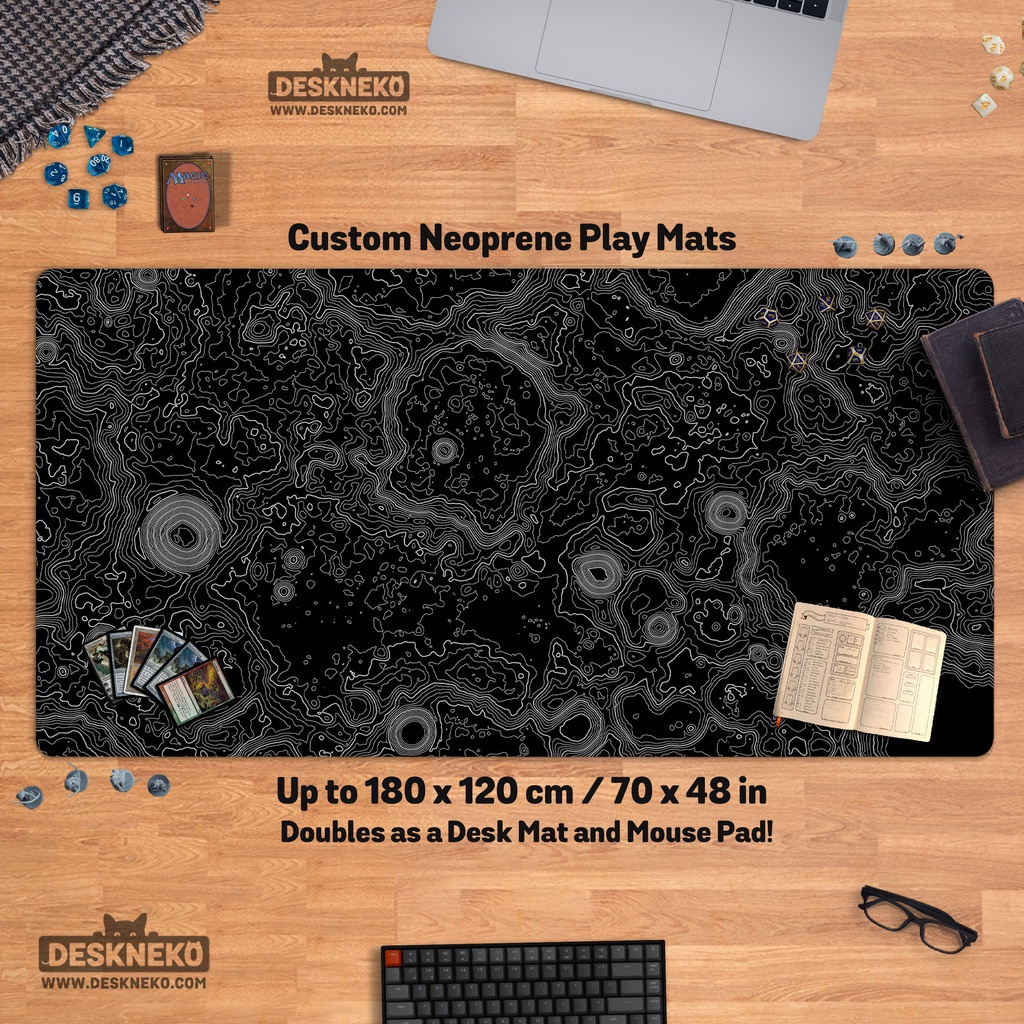 Moon Map Play Mat/Desk Mat, tcg mtg dnd table playmat, xl topo ...