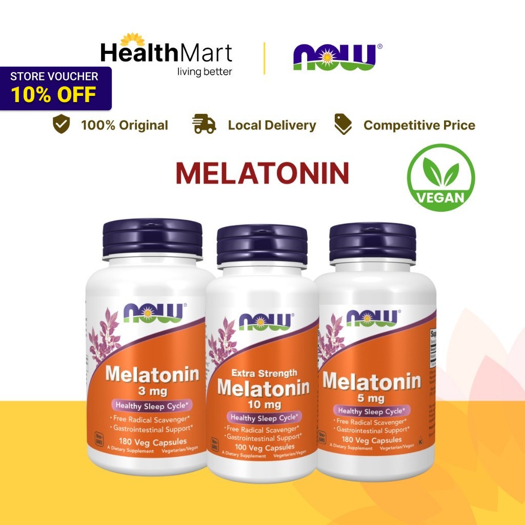 [SG] Now Foods, Melatonin 3 mg, 5 mg, Extra Strength 10 mg, Veg ...