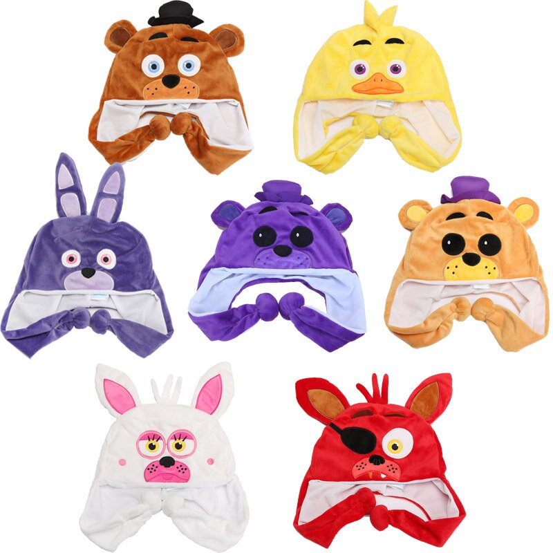 FNAF Hat Plush Cartton Cosplay Cap Freddy Foxy Chica Mangle Bonnie Five ...