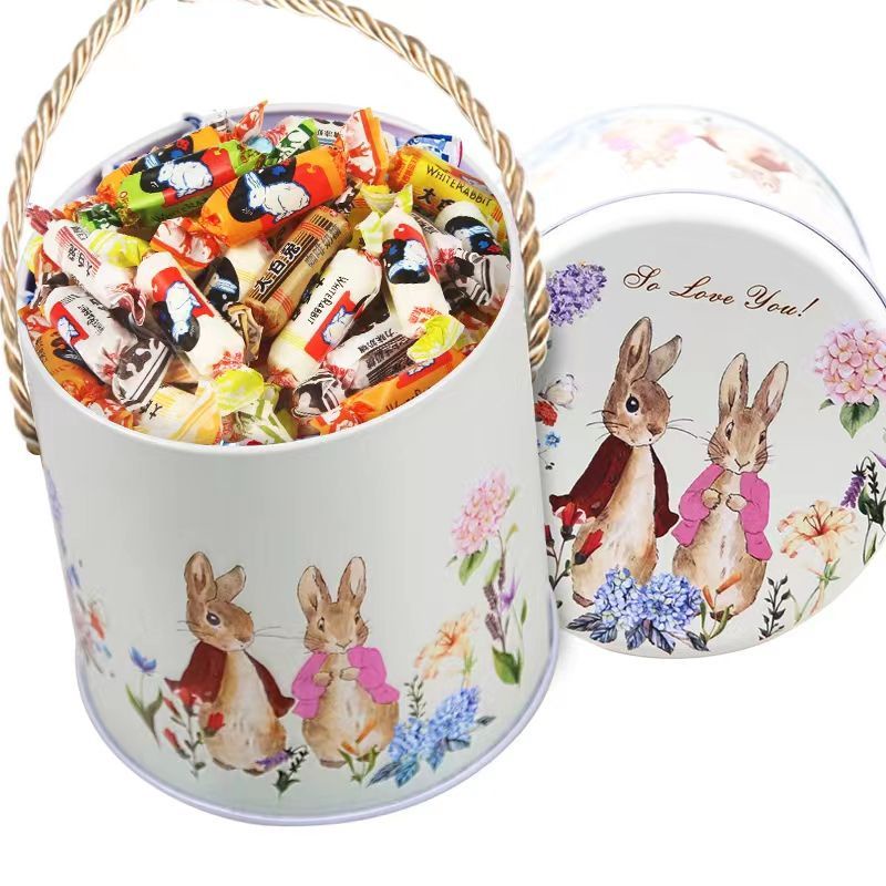 Big White Rabbit Milk Candy 106g Handheld Drum Gift Box Mixed Candy ...