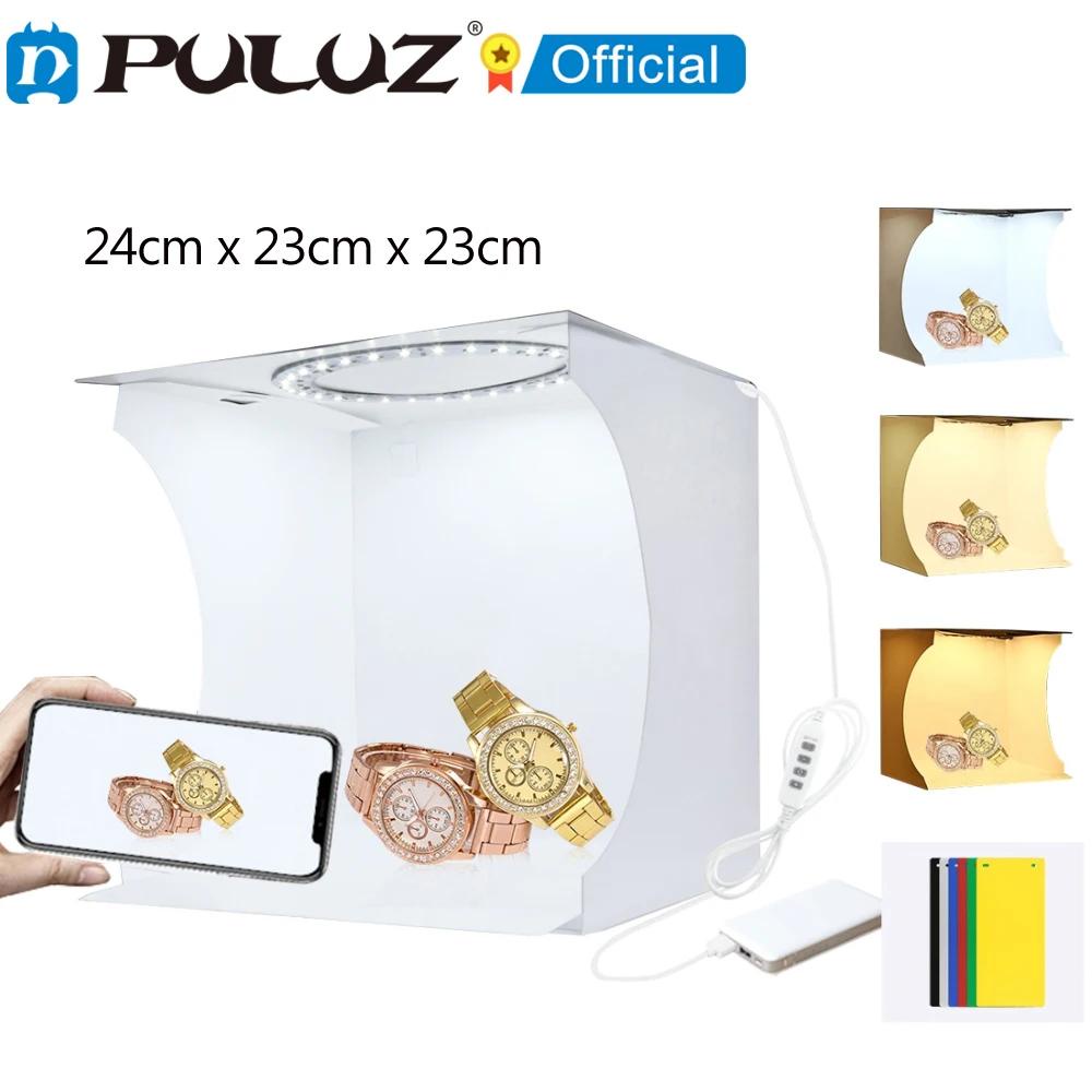 PULUZ 23cm Photo Mini Light Box with 6 Color Background Dimmable LED ...