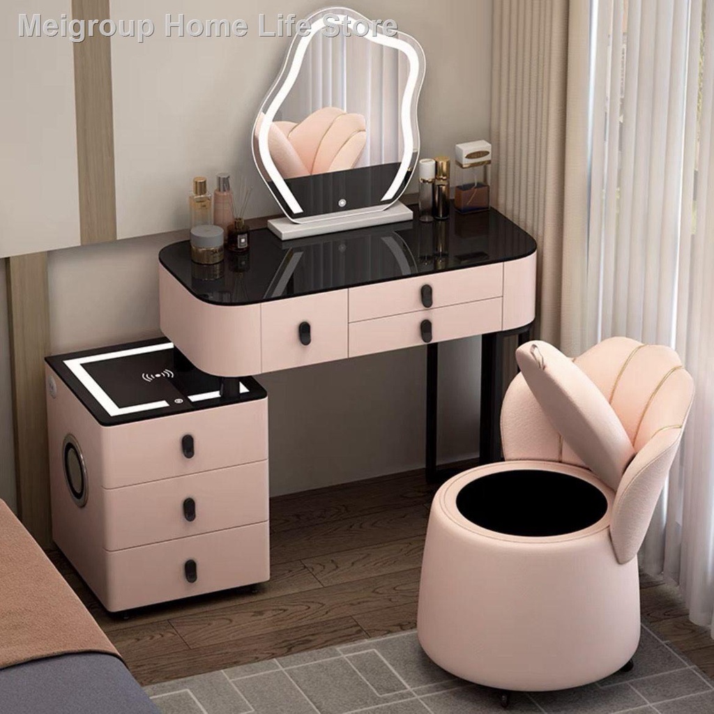 Dressing table with mirror Solid wood bedroom dresser, smart home ...