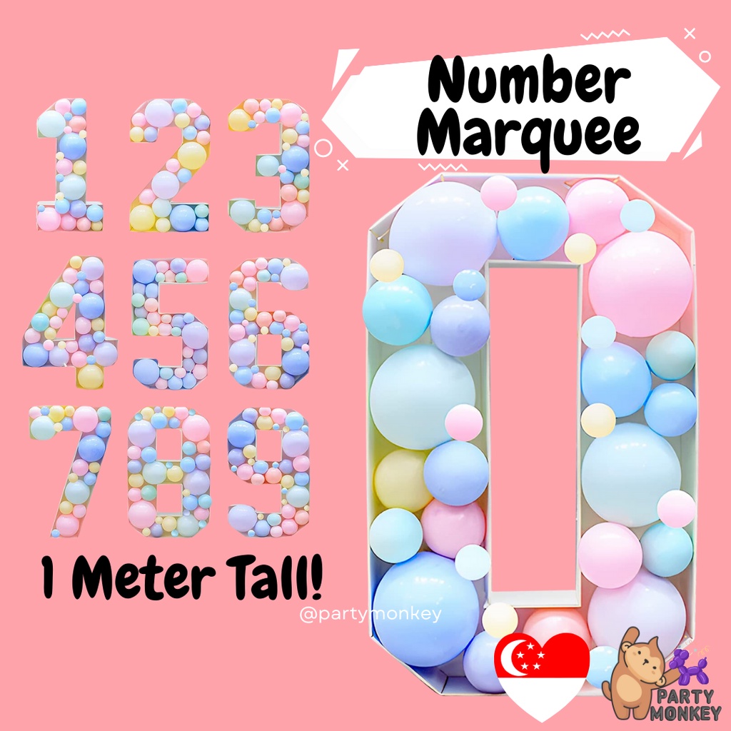 [SG Seller] 100cm Large Number Marquee Balloon Number Box DIY Balloons ...