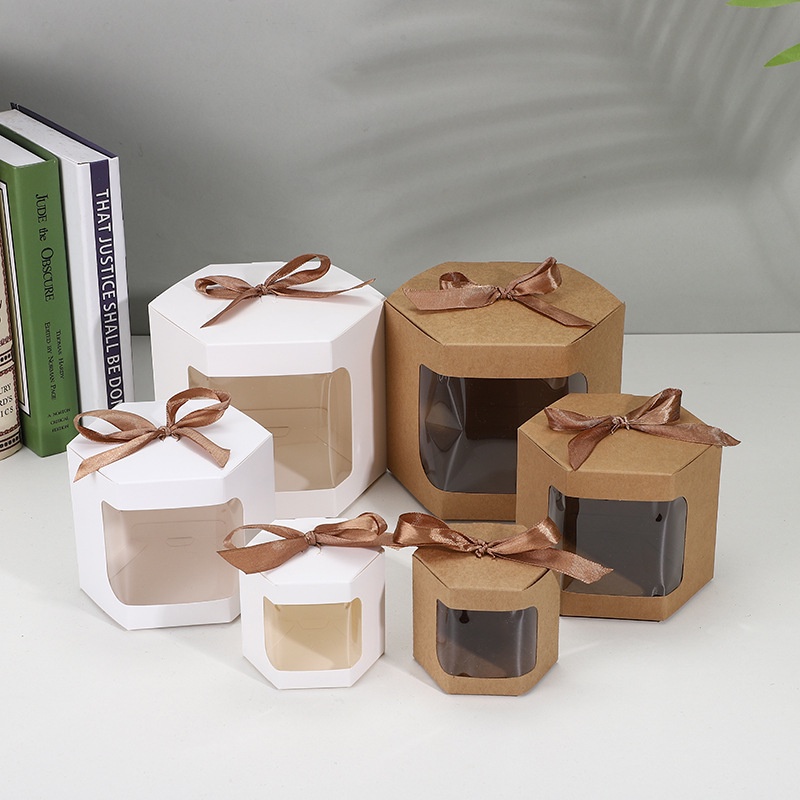 Cake Gift Boxes With Transparent Display Windows, Hexagonal Paper Boxes ...