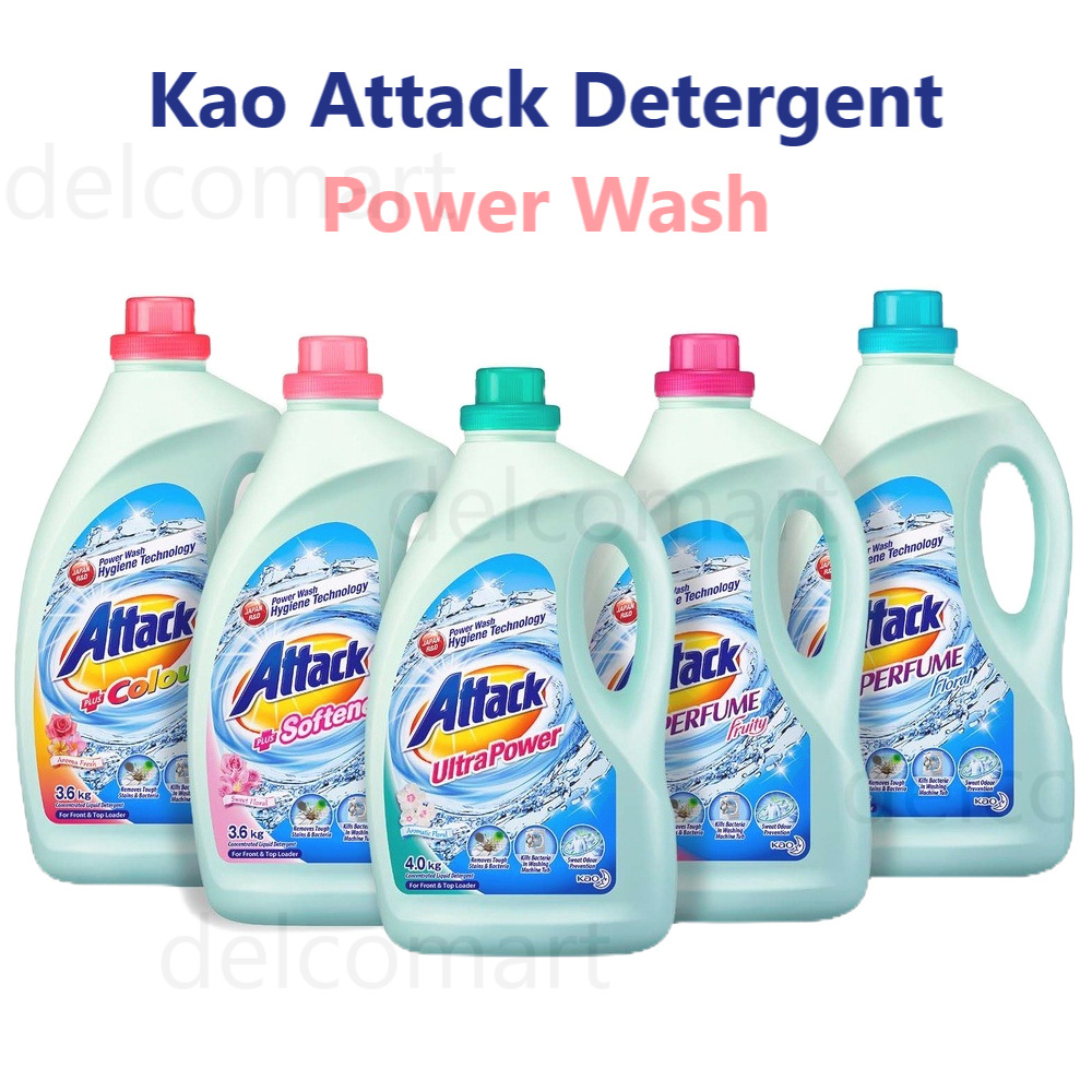 Kao Attack Liquid Laundry Detergent - Ultra Power/Colour /+Softener /Flora /+Perfume Fruity 3 ...
