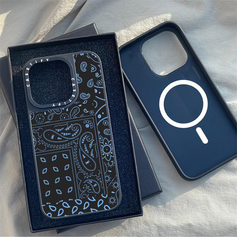 CASEACASE X Paisley Case - Black Magnetic suction Black&Sliver Mirror ...