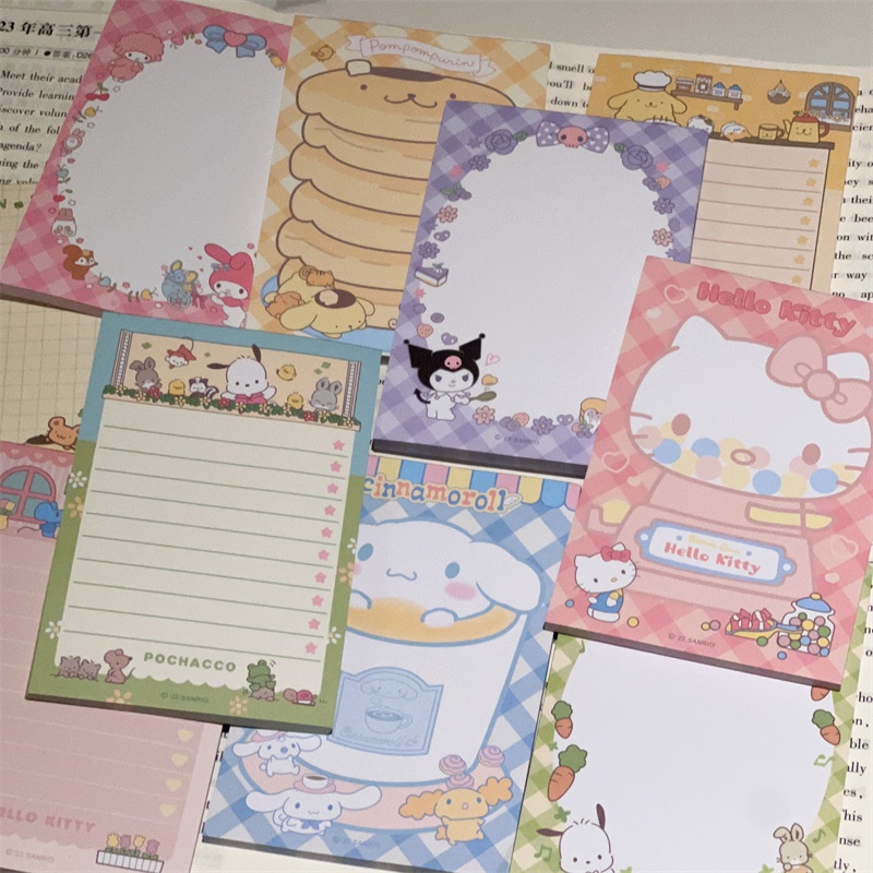 3Pcs Cute cartoon Kuromi Sanrio Sticky Notes Memo Sheets Stationery ...