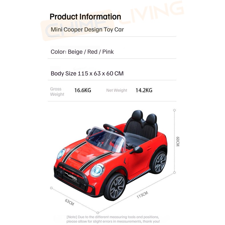 Kids Mini Cooper Electric Big Toy Car Remote Control | Baby Kid Infant ...