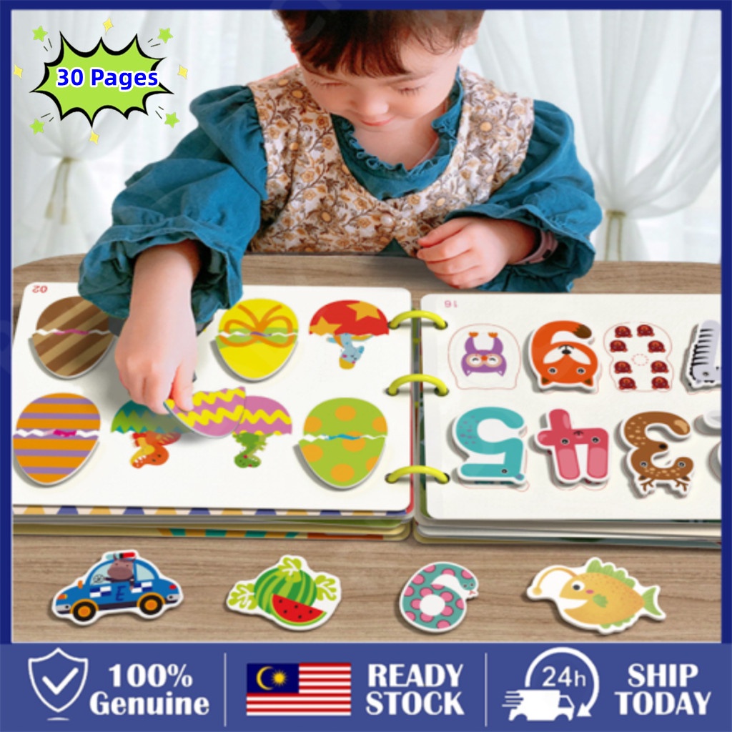 24h】30 Pages Kids Busy Book Montessori Early Learning Sticker Book ...