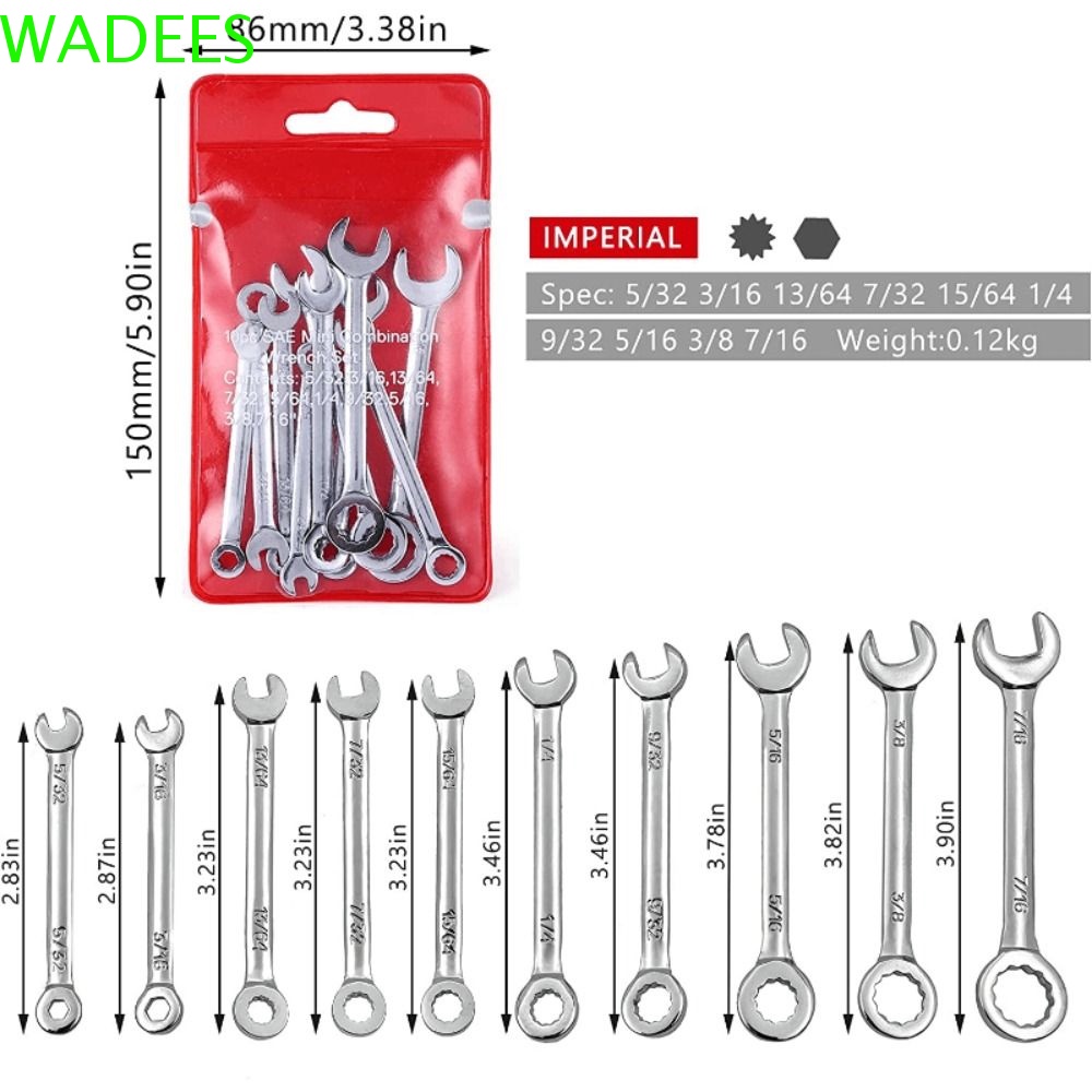 WADEES 10pcs Mini Spanner Wrenches Set, Pocket British/Metric Type ...