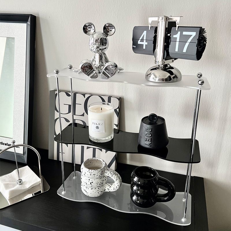 Nordic ins Style Three-Layer Contrast Color Shelf Desktop Multi-Layer ...