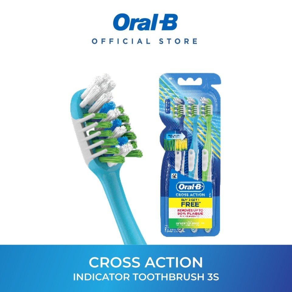 Oral-B Cross Action Indicator Toothbrush 3s Polybag | Shopee Singapore