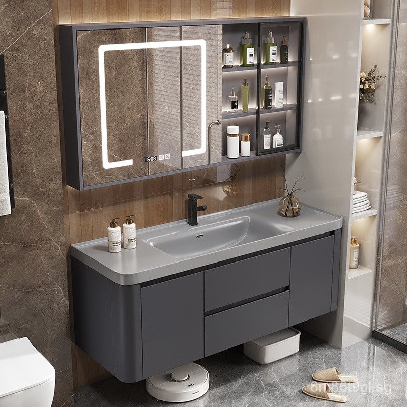 New Skin Feeling Basin Bathroom Solid Wood Smart Bathroom Cabinet Hand ...