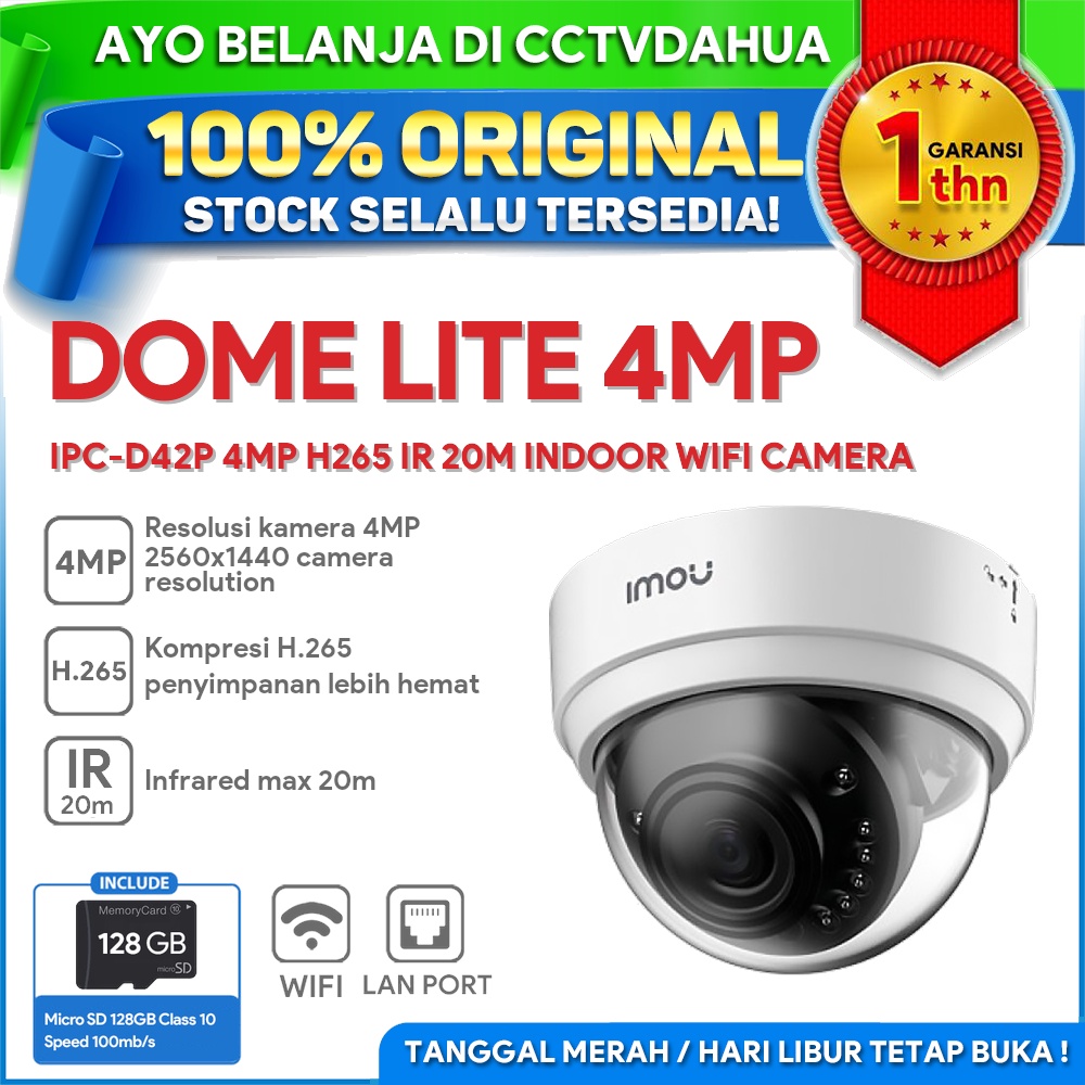 Imou DOME LITE 4MP IPC-D42P 4MP H265 IR 20M INDOOR WIFI CAMERA FREE ...