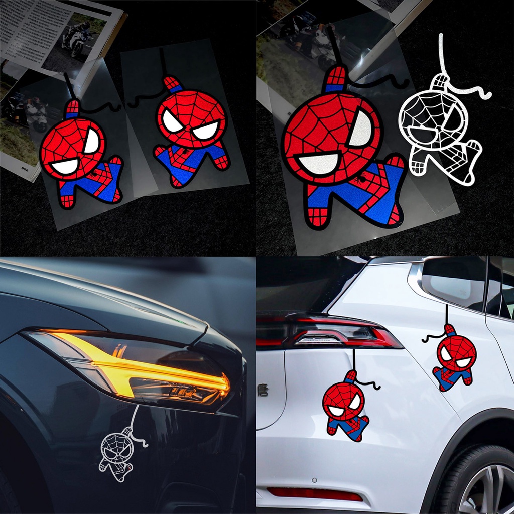 Marvel Spider Man Cartoon Reflective Car Stickers Body Window ...