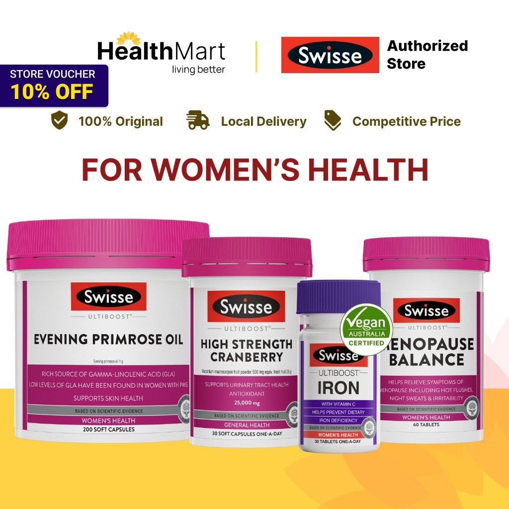 [SG] Swisse Ultiboost Evening Primrose, Cranberry, Menopause, Iron (For ...