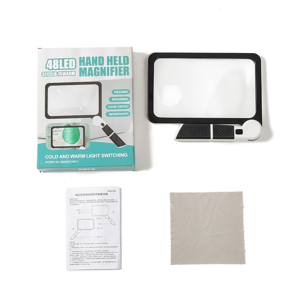 5 Times Portable Magnifying Glass, 48 LED Lights, Dimmable, Reading ...