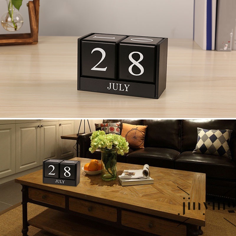 【💛JY】Vintage Wooden Perpetual Desk Calendar Block Planner Permanent ...