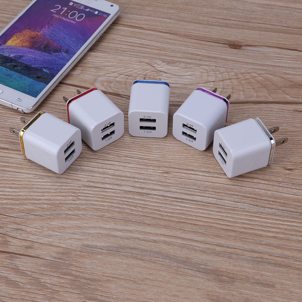 C- Universal US Plug 2.1A 2 Port USB Double Charging Adapter USB ...