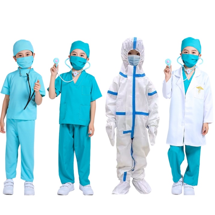 Children Surgical Cosplay Uniform Kids Doctor Nurse Work Shirt Pants ...