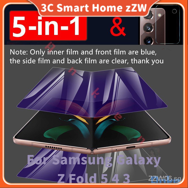 5 in 1 Samsung Galaxy Z Fold 5/4/3 Screen Protector Fold 3 Hydrogel ...