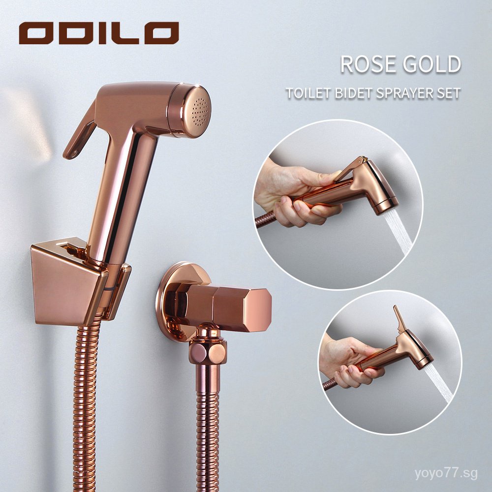 ODILO Brass Bathroom Rose Gold toilet bidet sprayer shattaf set ...
