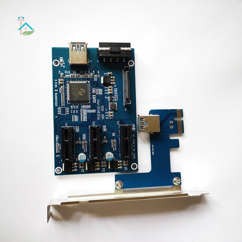PCI-e Express 1X To 3 Port 1X Switch Multiplier HUB Riser Card +USB ...