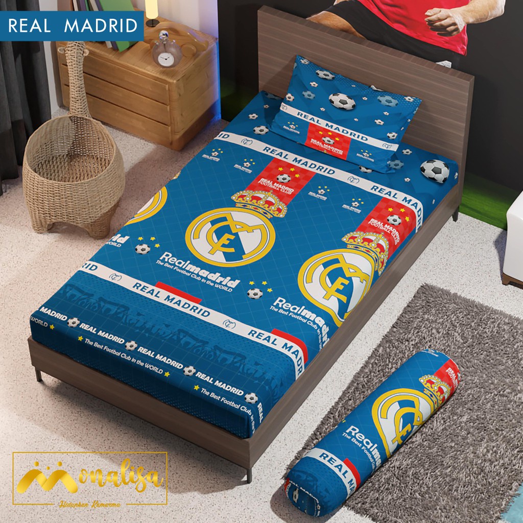 Real madrid football pattern bed sheets no. 3, one set of spray, size ...