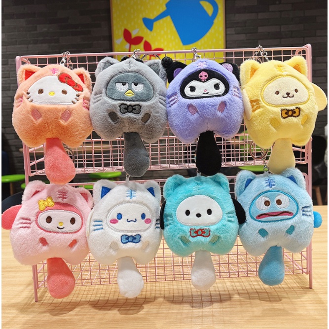Sanrio Fortune Cat Transformation Doll Keychain Cute Cartoon Kuromi Melody Cinnamoroll Bag ...